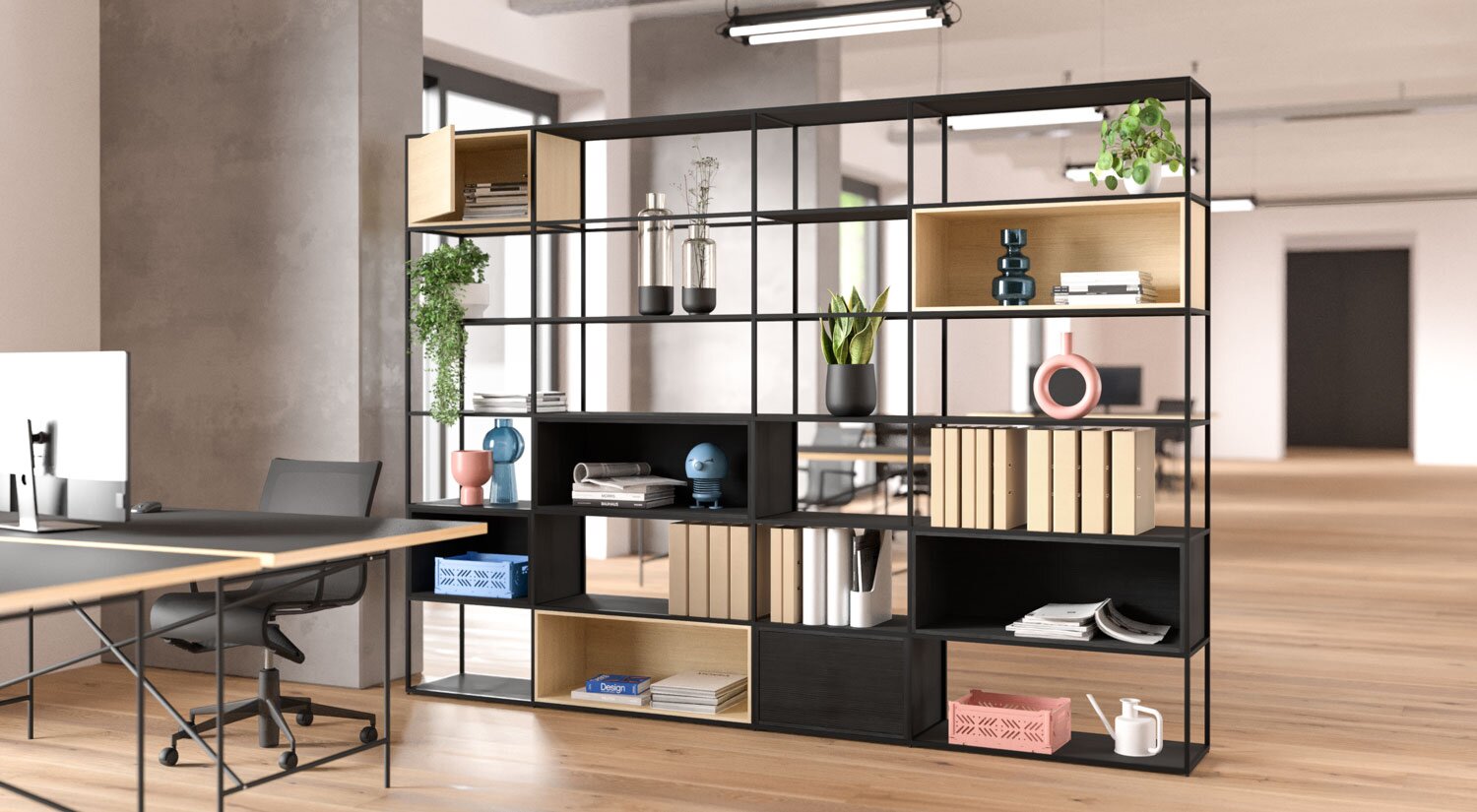 Black Shelving Unit LIUM – Glass Shelving Unit | REGALRAUM