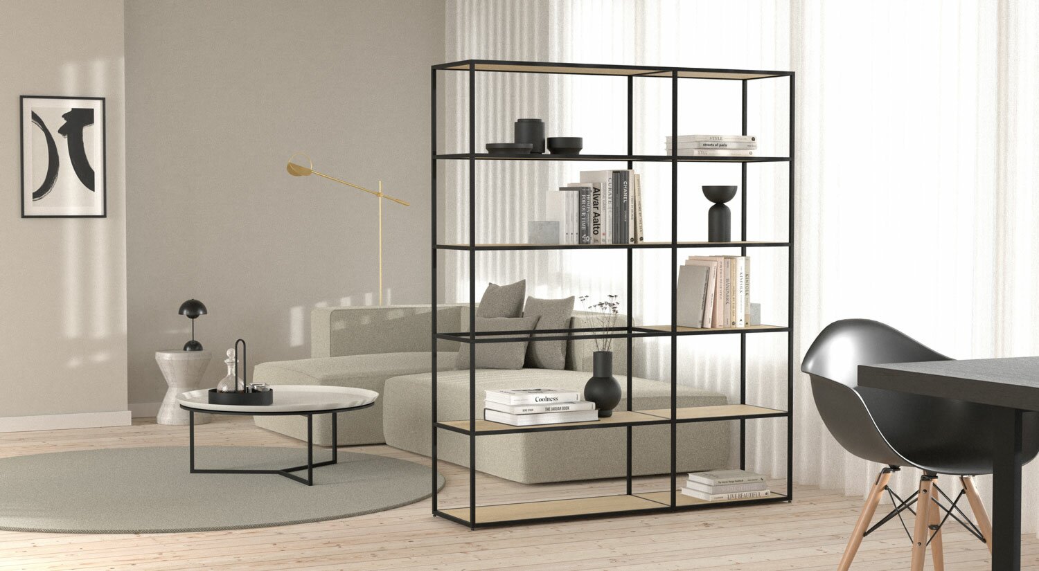 Black Shelving Unit LIUM – Glass Shelving Unit | REGALRAUM